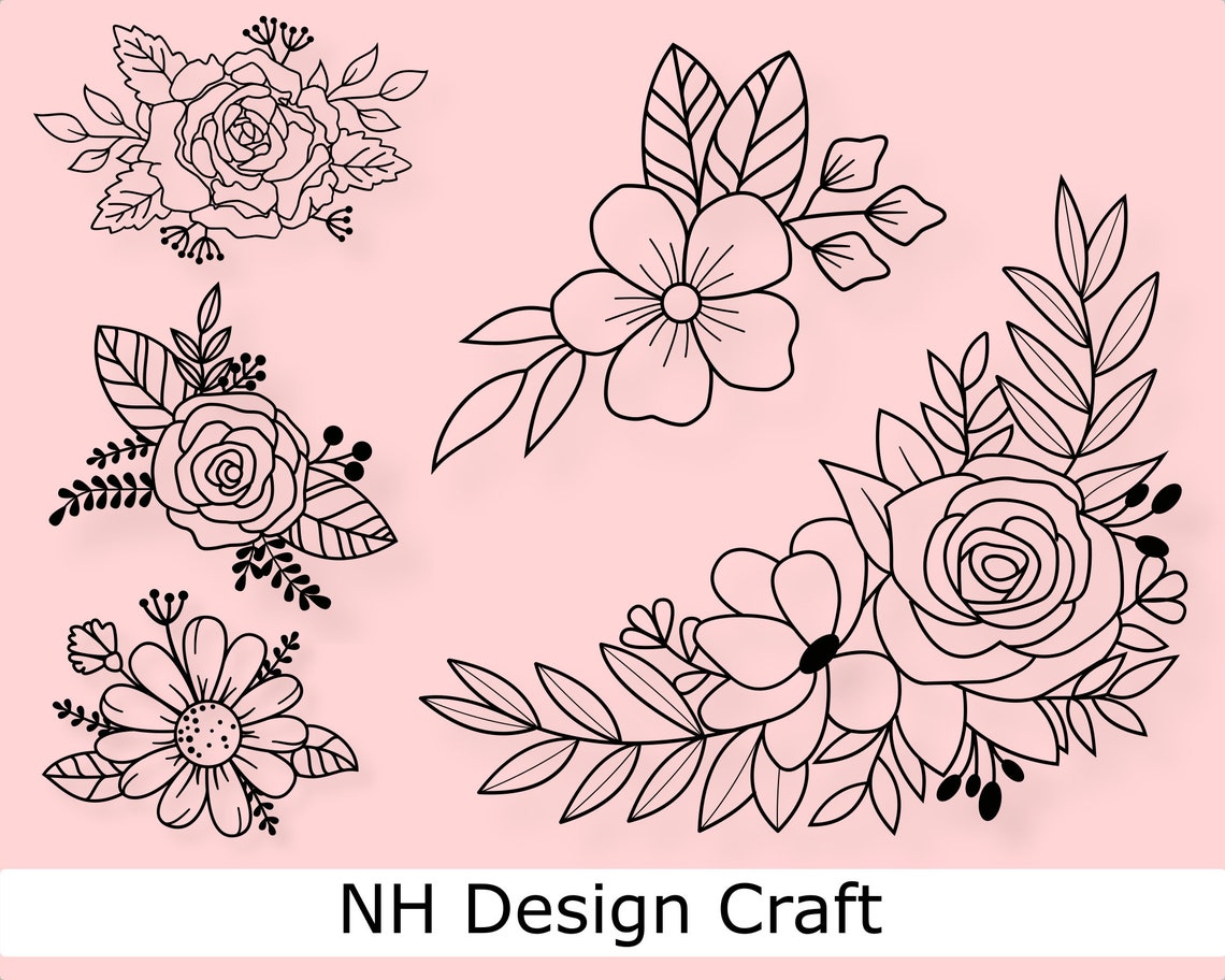 Retro Flowers Svg, Floral Bouquet Svg Bundle, Cute Flower Svg Bundle ...