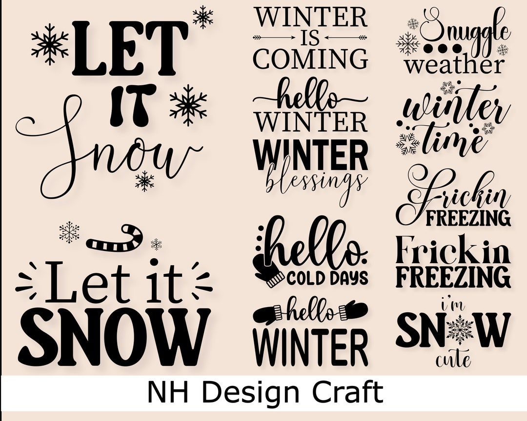 12 Bundle Winter Svg, Snowflake Svg, Winter Svg, Hello Winter Svg ...