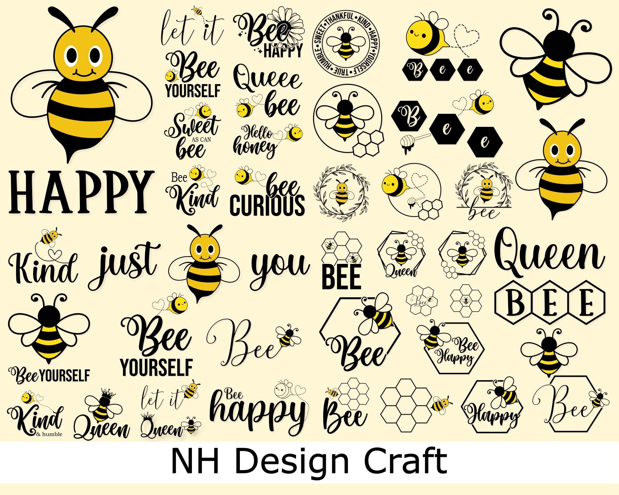 Bee Svg Bundle, Bee Svg, Bumble Bee, Honey Bee Svg, Bee Svg Hand ...