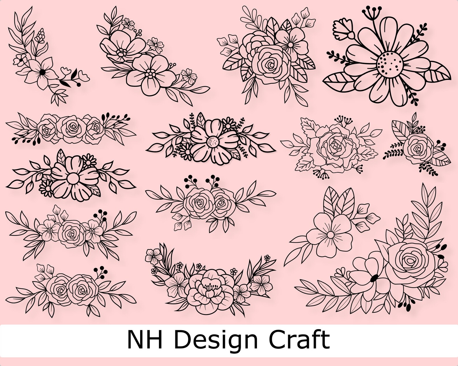 Cute Flower Svg, Floral Bouquet Svg Bundle, Cute Flower Svg Bundle ...