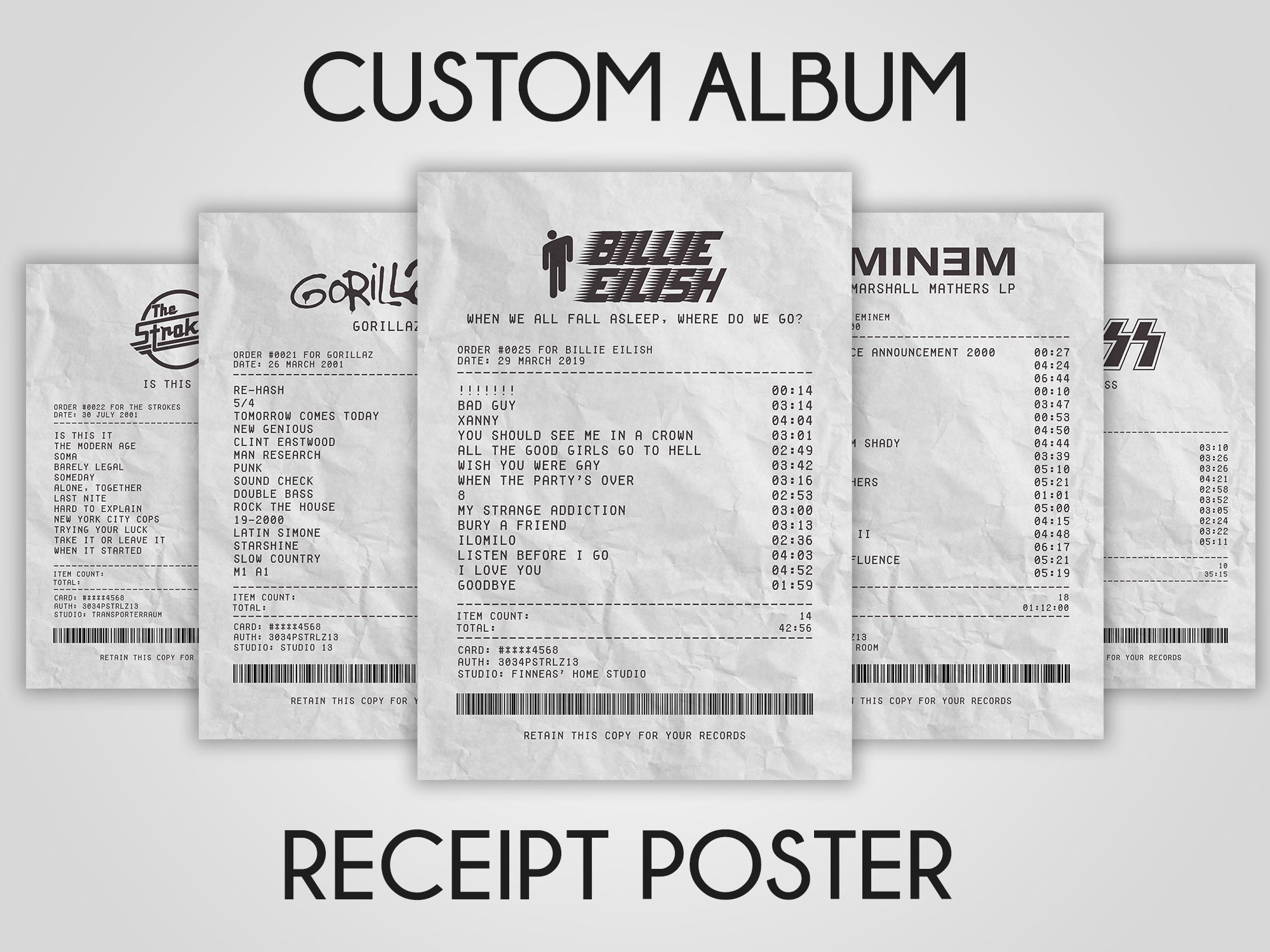 Custom Album Cover Posters Receipt - Personalized Album Poster - Choose ...