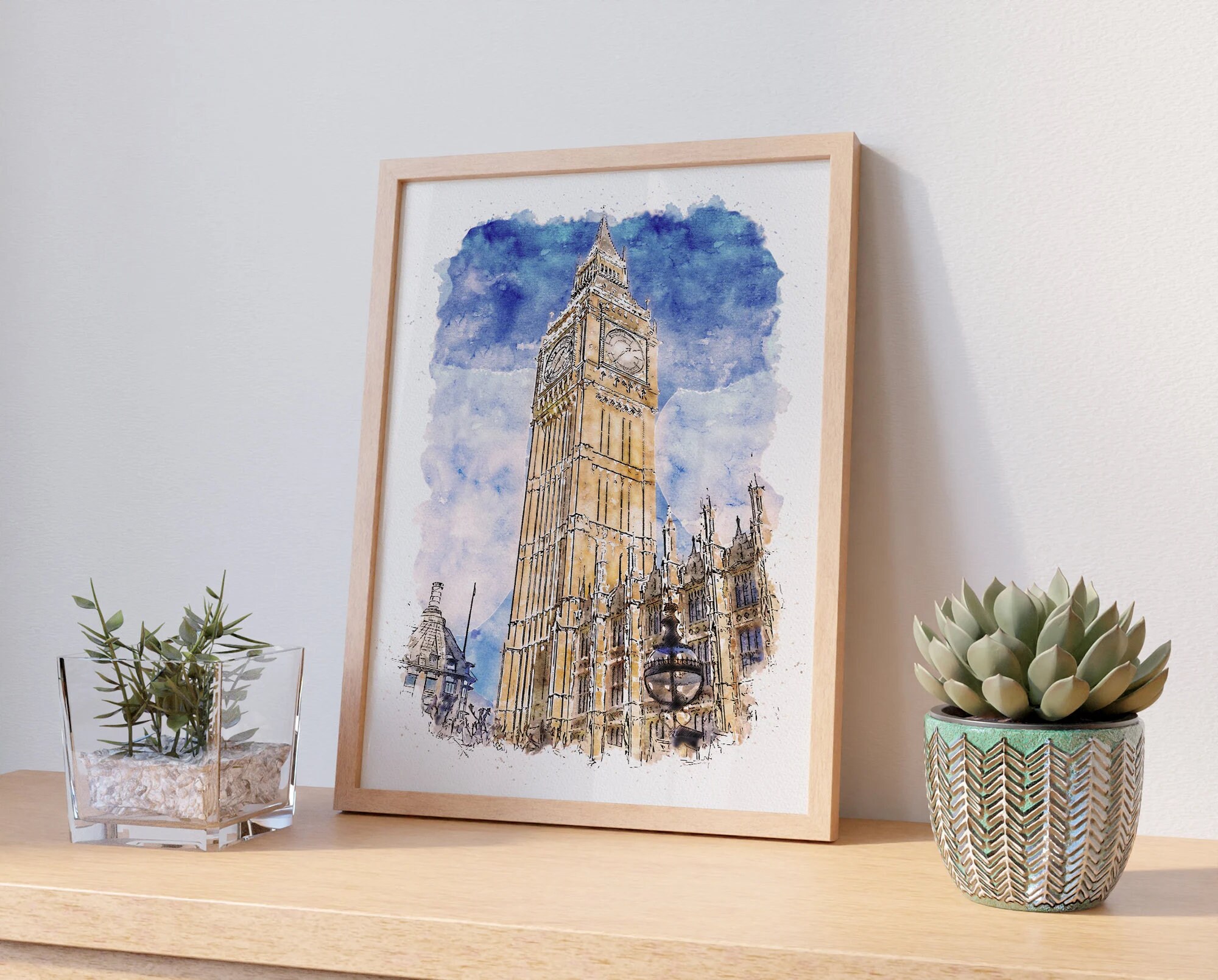 London Prints Wall Art Travel Posters Set of 6, Watercolor London ...