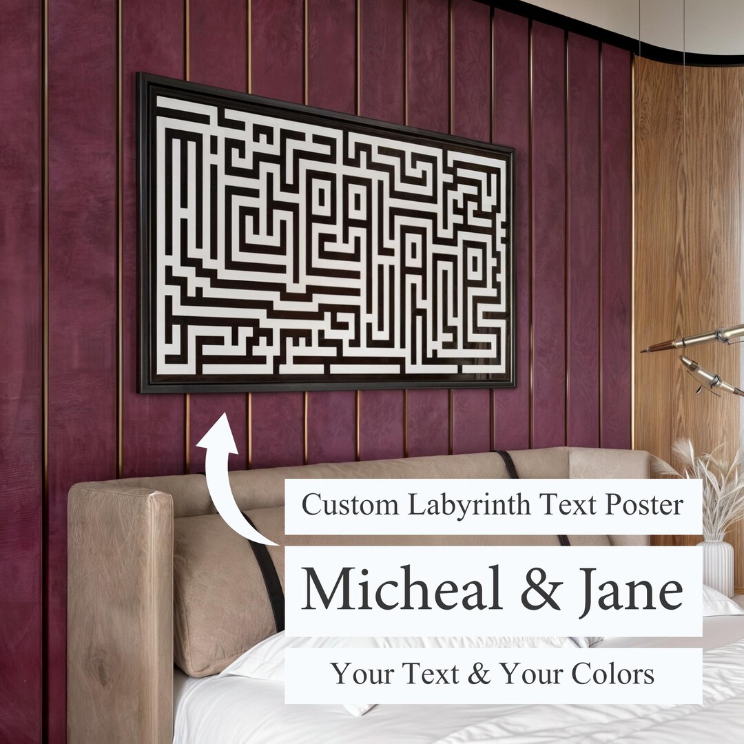 Custom Text Labyrinth Posters | Custom Abstract Poster With Hidden ...