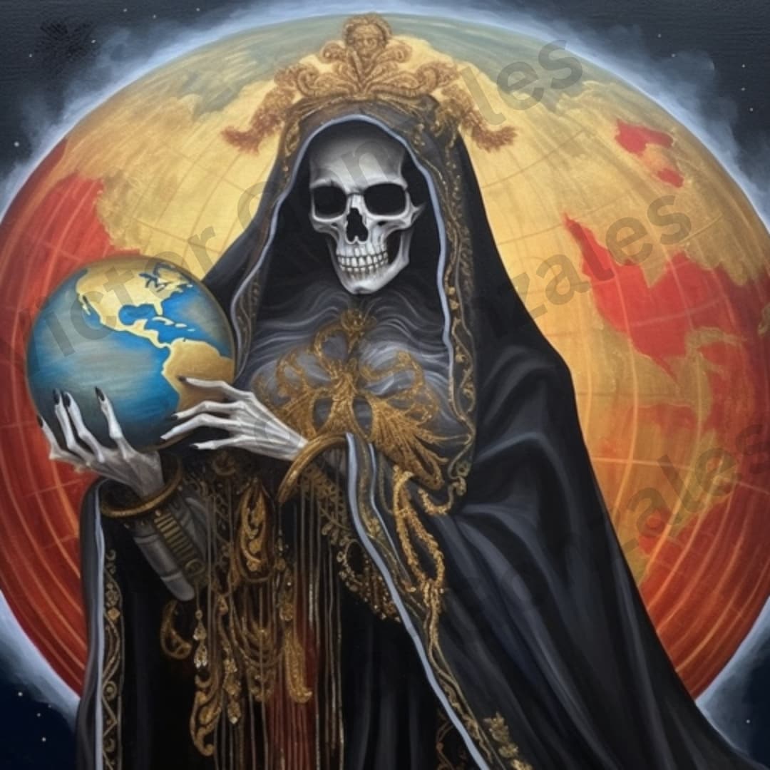 Black Santa Muerte Printable Digital Download Santa Muerte Art