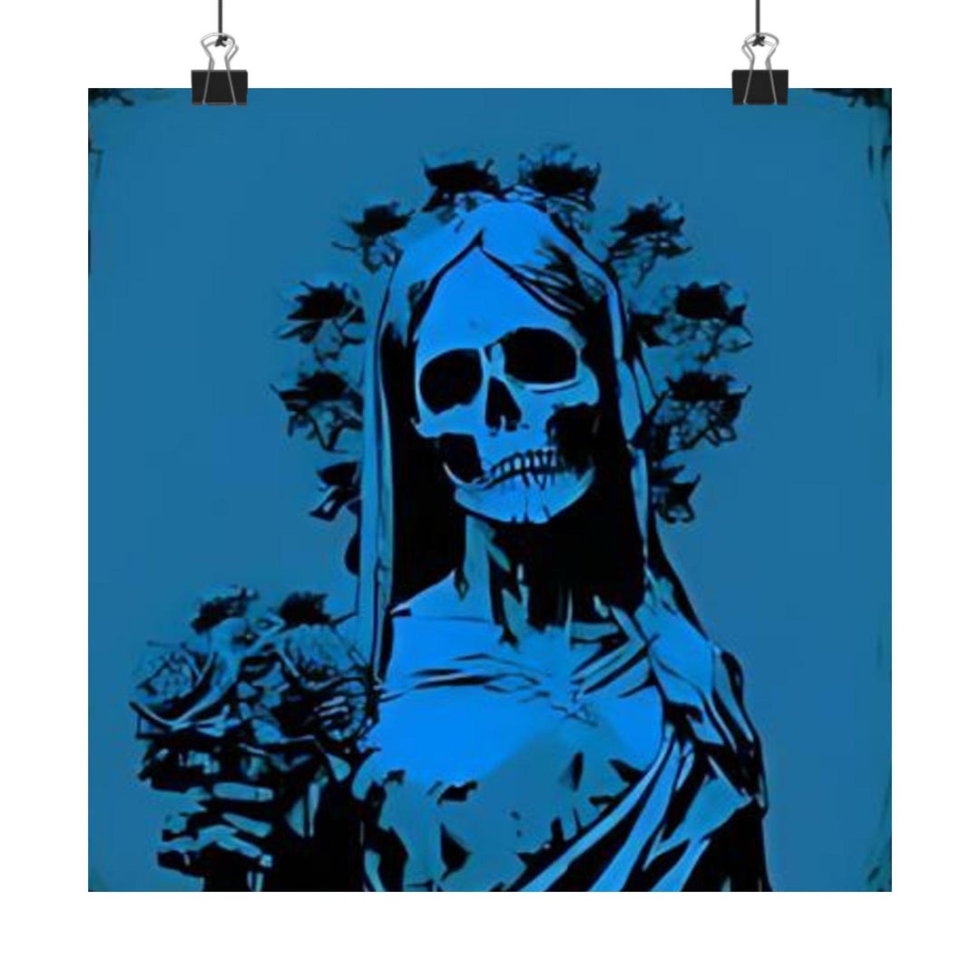 Blue Santa Muerte Andy Warhol Matte Posters, Wall Art Print, Horizontal ...