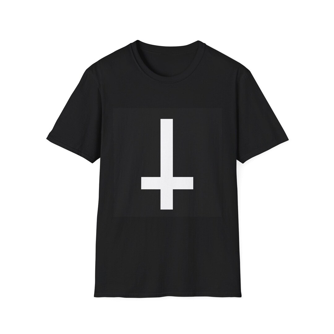 Inverted Cross T-shirt | Gothic Symbol, Minimal White Print - Etsy