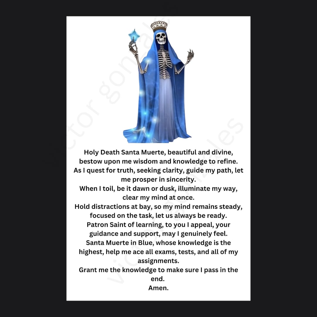 Blue Santa Muerte Printable Prayer for Artists Creativity and ...
