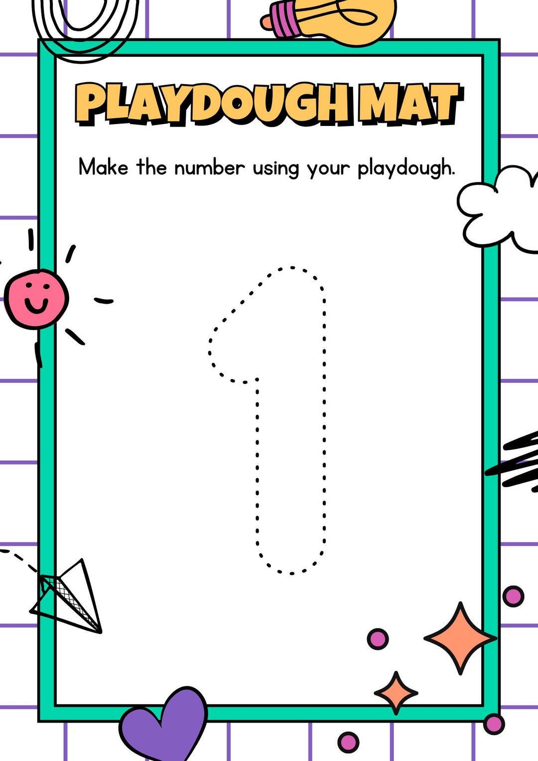 Numbers Playdough Mat Document in Colorful Doodle Style - Etsy
