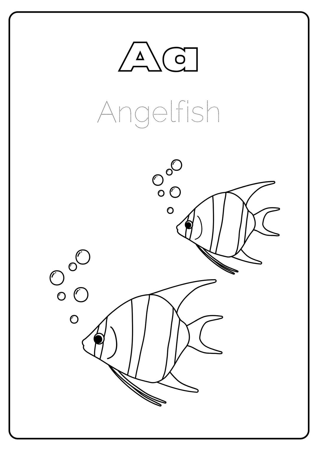Ocean Animals Alphabet Coloring Book – Black & White Printable Style - Etsy