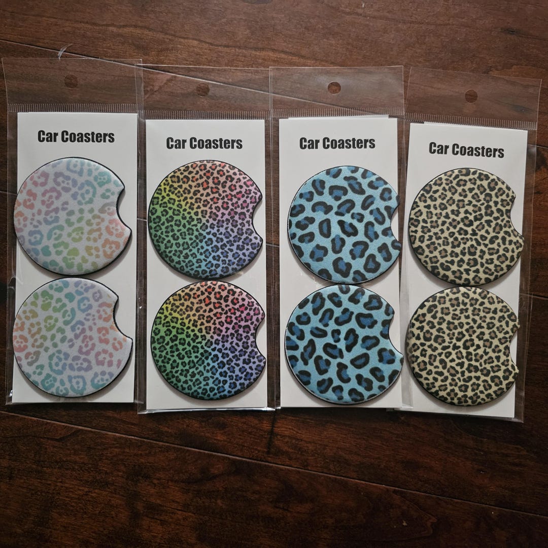 Cheetah Car Coasters (2 Pack) Pick Option at Checkout - Etsy