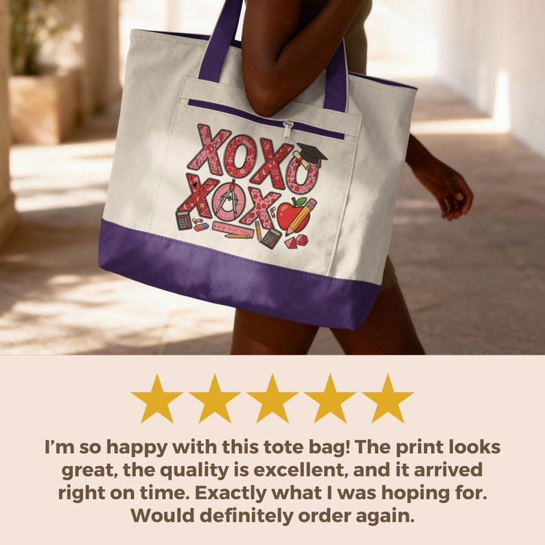 Math Zippered Tote Bag, Teacher Appreciation Gift, XOXO Math, Math ...