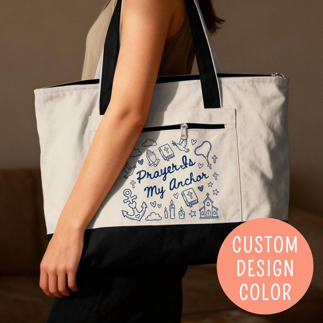 Prayer is My Anchor Zip Tote, Faith Based Zippered Tote Bag, Religious ...