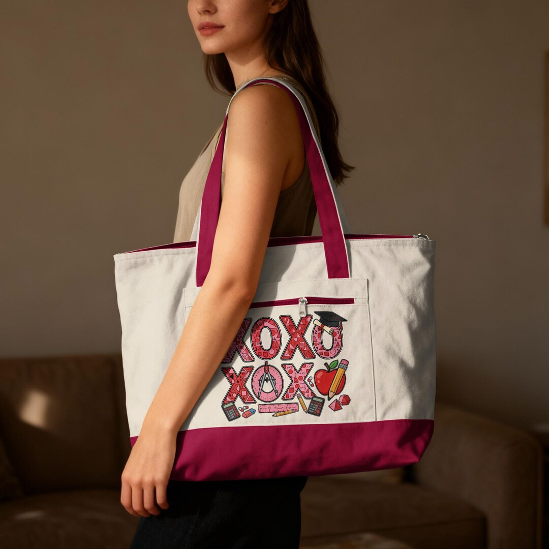 Math Zippered Tote Bag, Teacher Appreciation Gift, XOXO Math, Math ...
