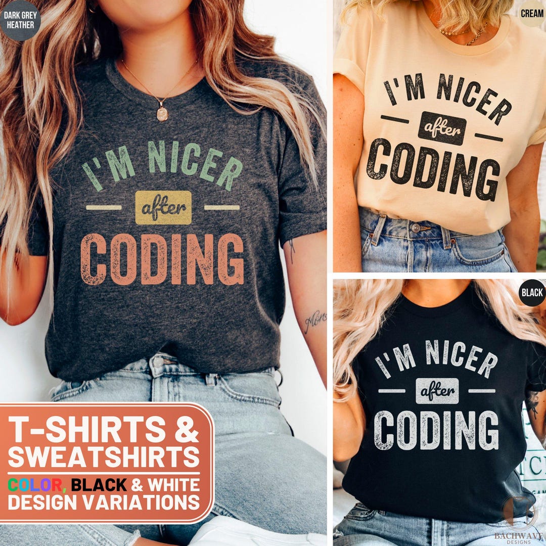 I'm Nicer After Coding Shirt, Programmer Tee, Funny Software Developer T-shirt, Geek Humor Top ...