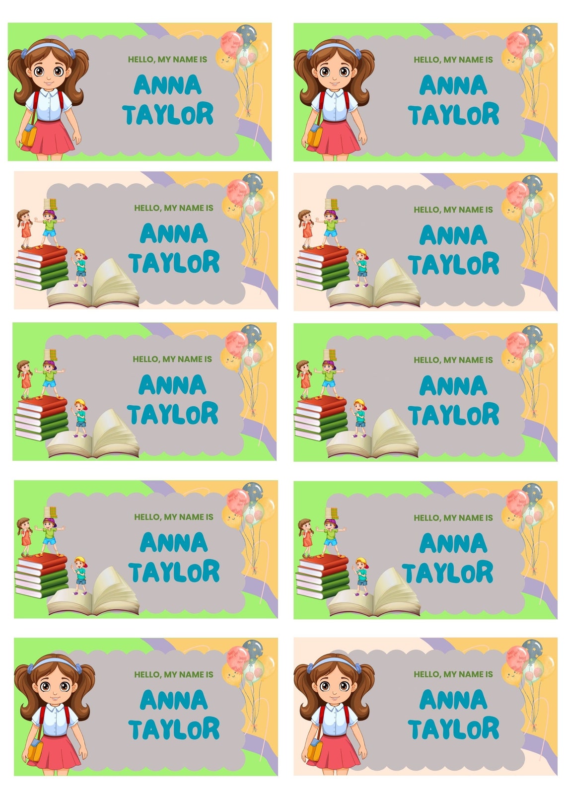 School Name Tag, Name Labels, School Name Labels, Printable Name Tag ...