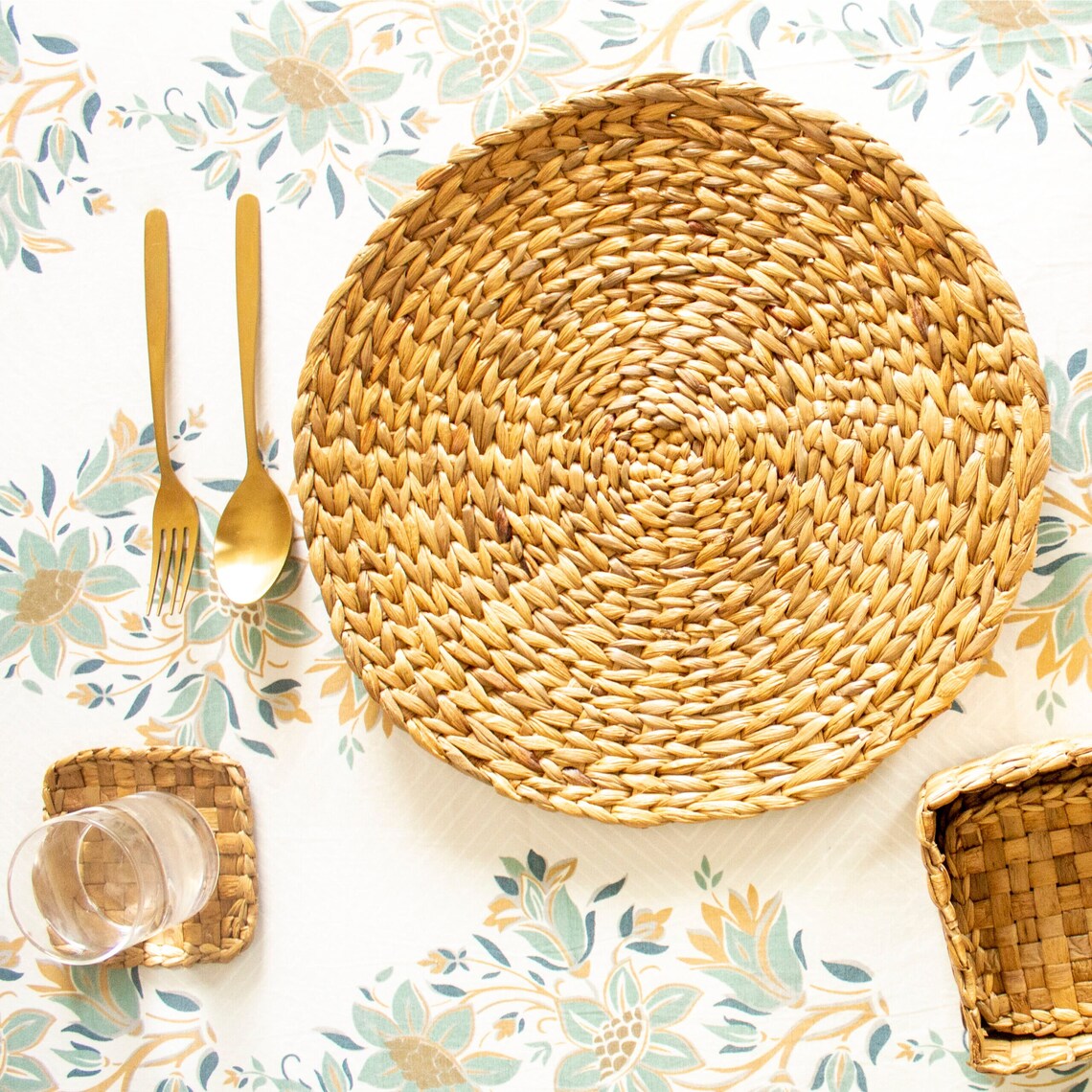 Concentric Weave Table Mat | Byora Homes | Brown | Water Hyacinth - Etsy