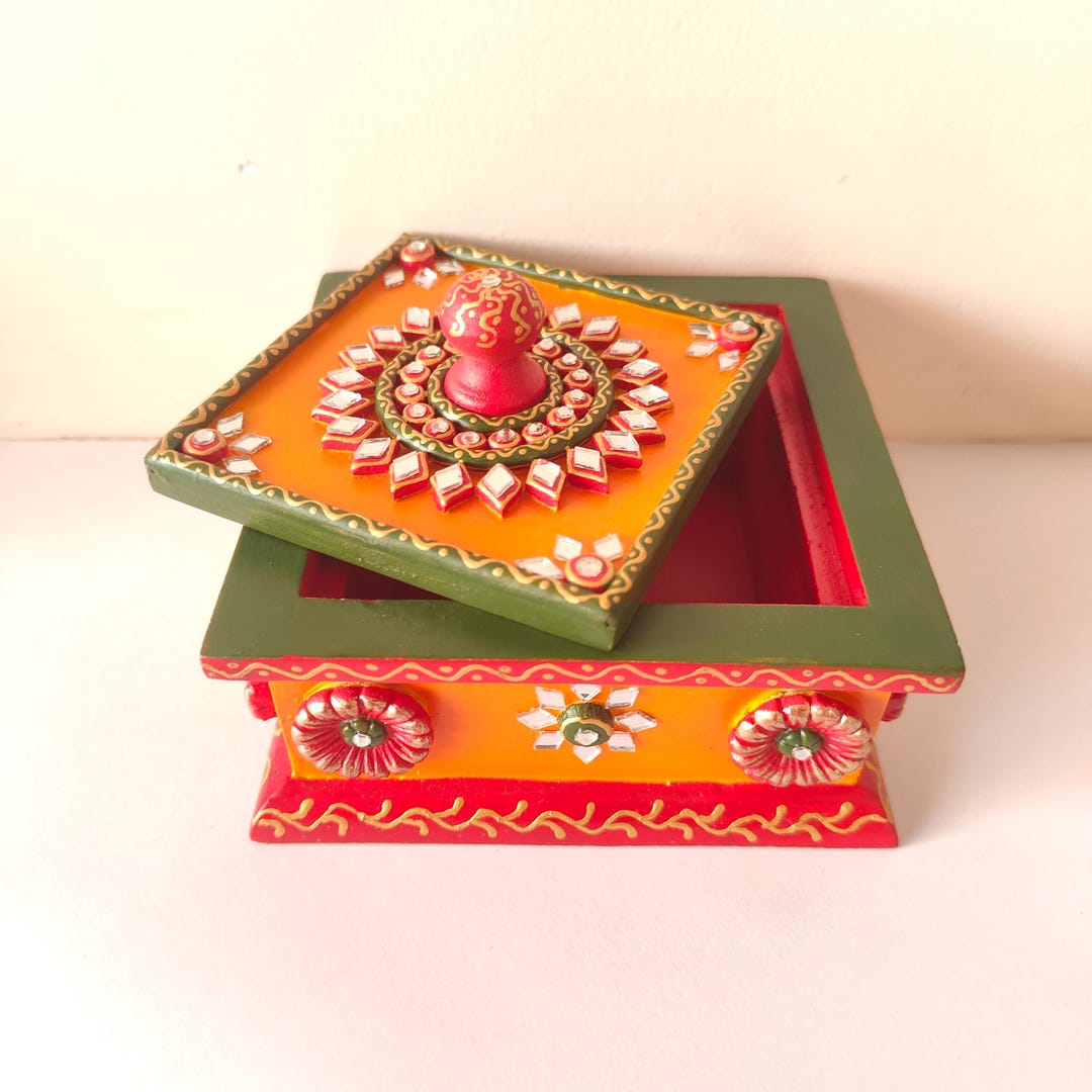 Paper Mache Handcrafted Decorative Box | Pack of 1 | Auspicious Temple ...
