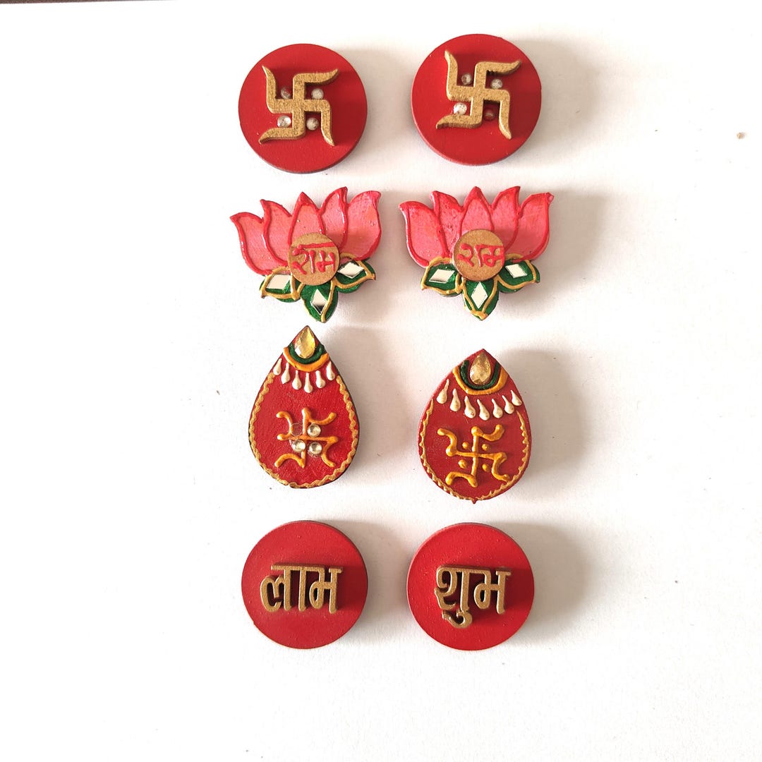 Jharokha Shubh Laabh and Saathiya Temple Decor Wall Sticker| Set of 8 ...