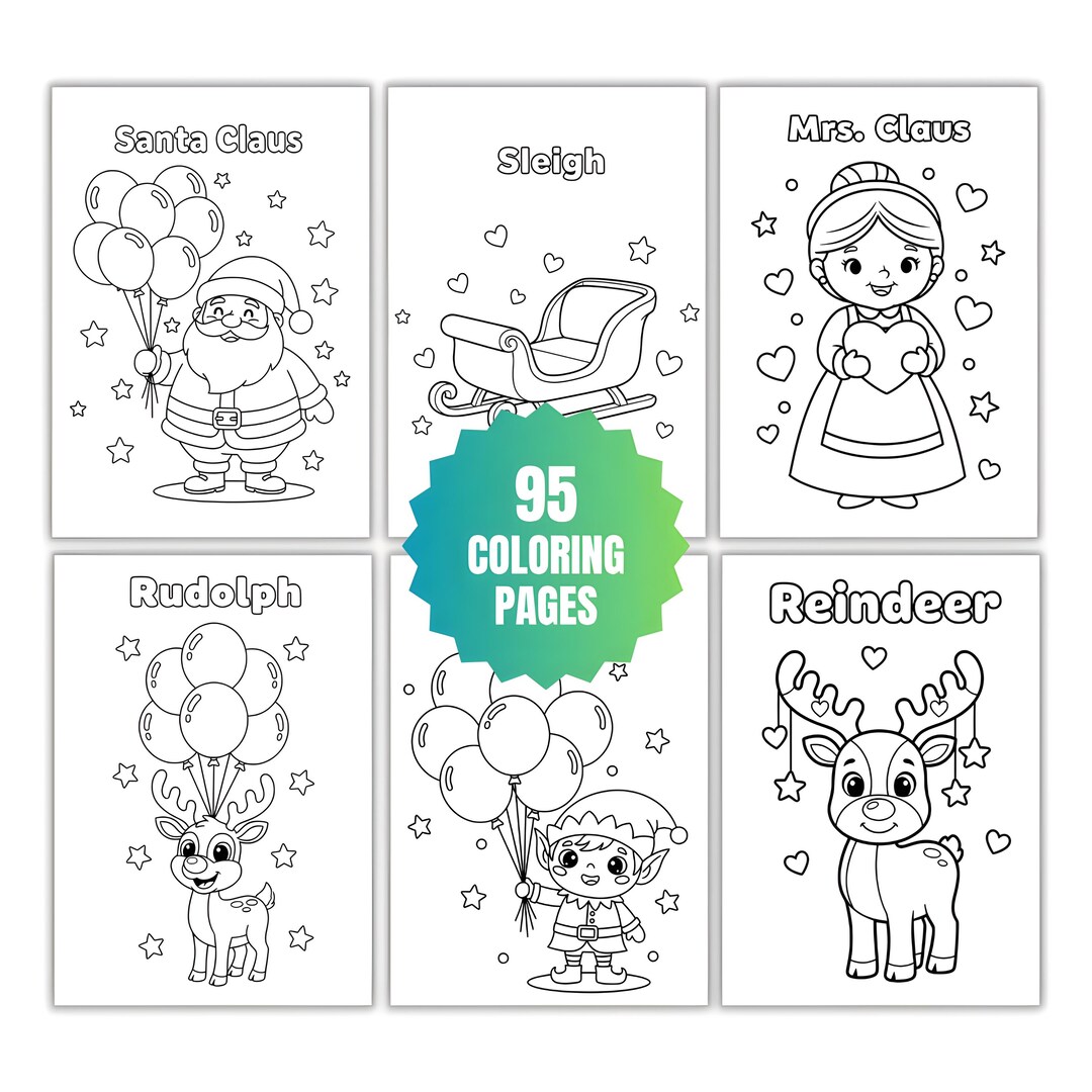 95 Christmas Vocabulary Coloring Pages for Kids (printable PDF) - Etsy ...