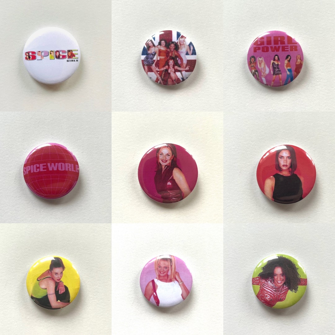 Spice Girls Inspired Pin Button Badges 32mm Size Pop Badges Designs - Etsy