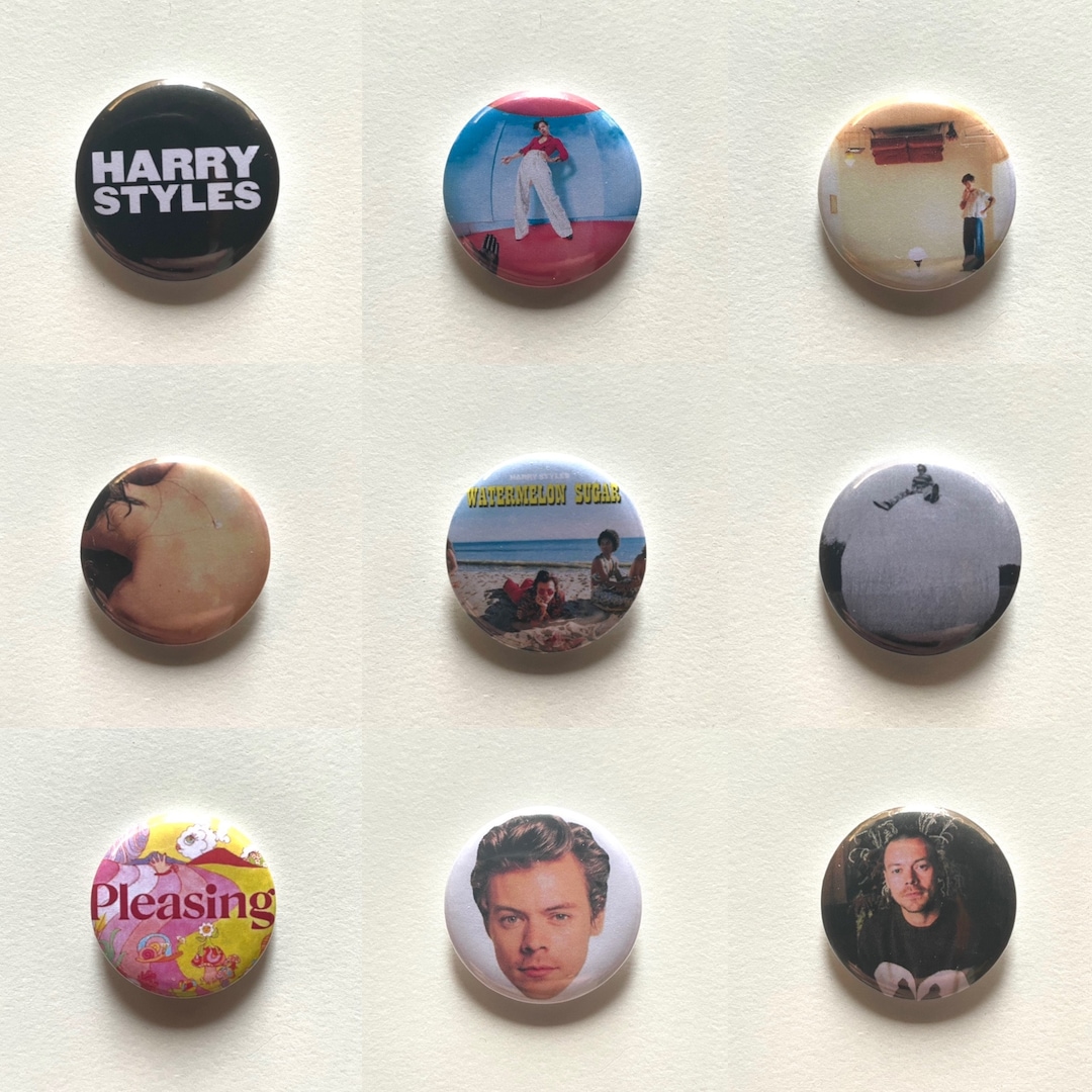 Harry Styles Inspired Pin Button Badges 32mm Size Pop Badges Designs ...