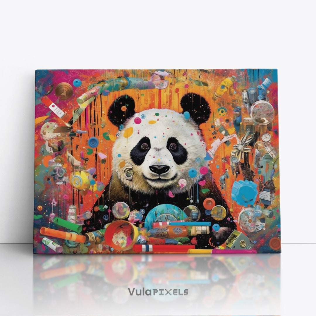 Pop-art Panda Collage Cuddle Digital Wall Art Moody - Etsy