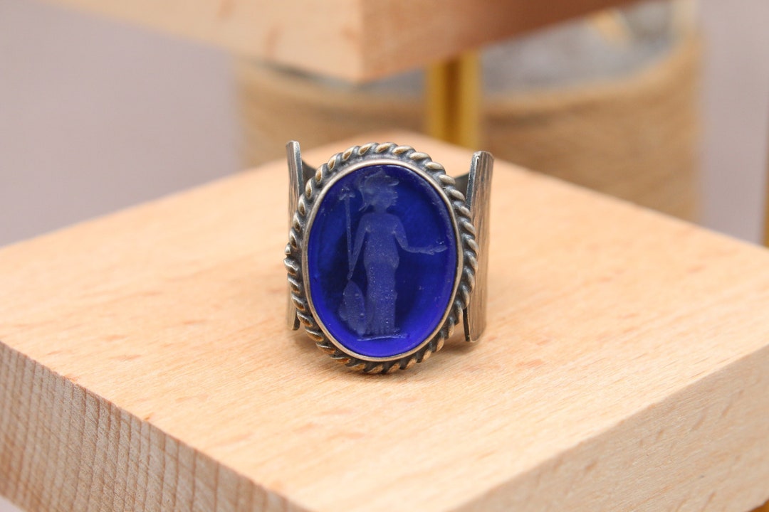 Poseidon Intaglio Men Signet Ringgold Signet Ring - Etsy
