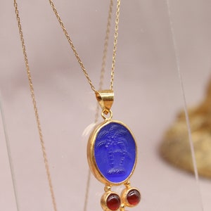 Antique Intaglio Greek Palm Tree and Carnelian Silver Pendant, Carved ...