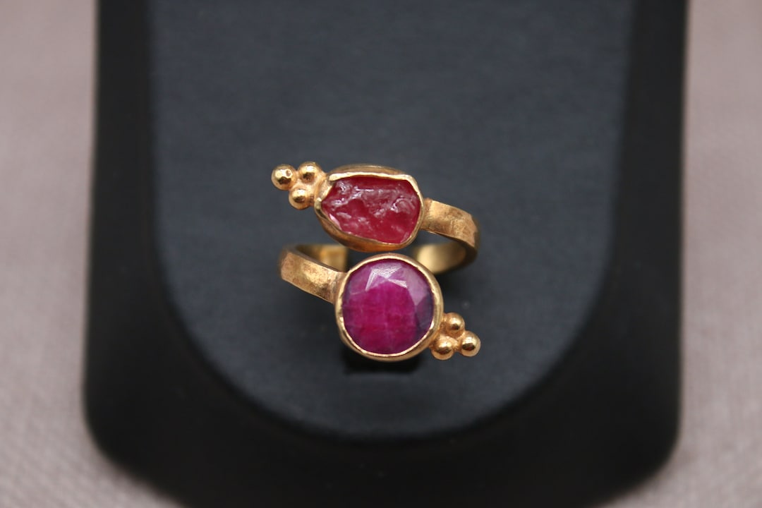 Adjustable Raw Gemstone Ruby Silver Ring Engagement Ring, Wedding Ring ...