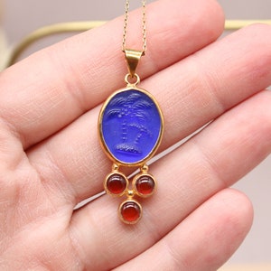Antique Intaglio Greek Palm Tree and Carnelian Silver Pendant, Carved ...