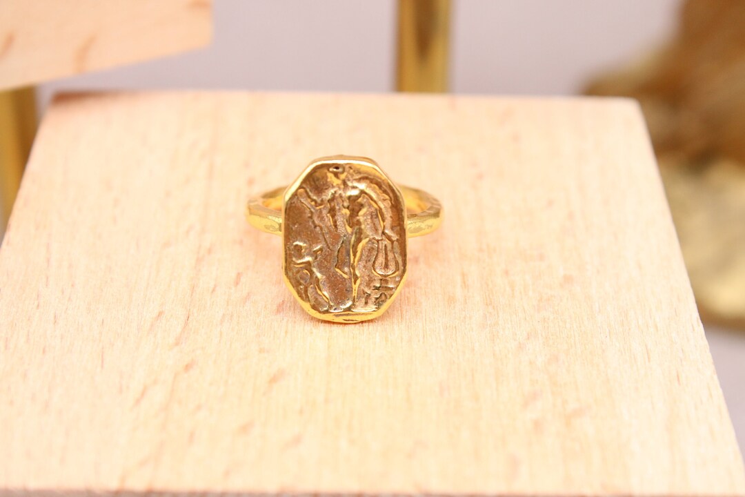 Greek Angel Men Signet Ring Adjustable Greek Coin Silver Signet Ring ...