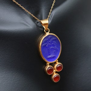 Antique Intaglio Greek Palm Tree and Carnelian Silver Pendant, Carved ...