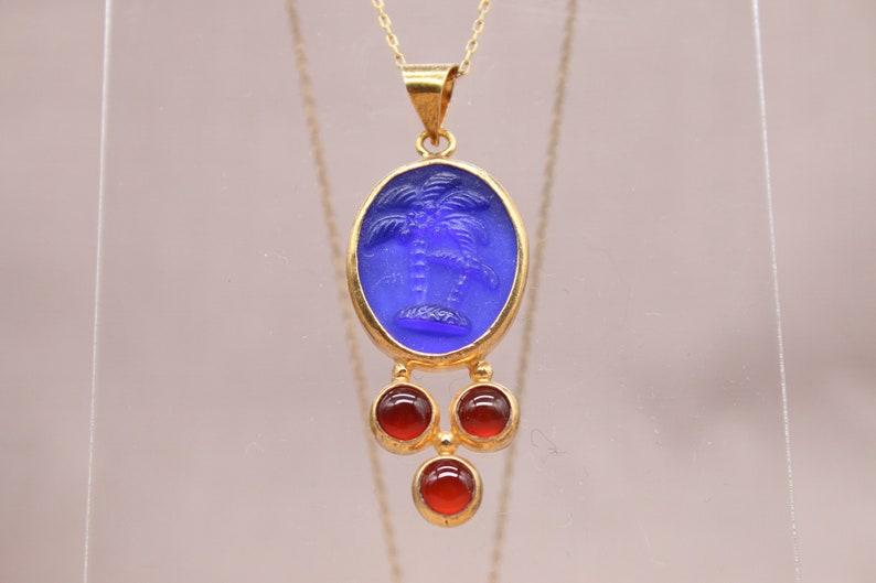 Antique Intaglio Greek Palm Tree and Carnelian Silver Pendant - Etsy