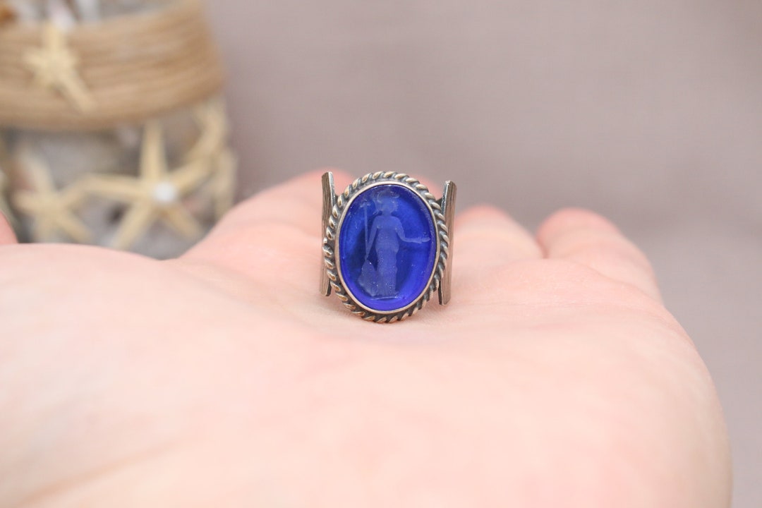 Poseidon Intaglio Men Signet Ring,gold Signet Ring Ring,initial Signet ...