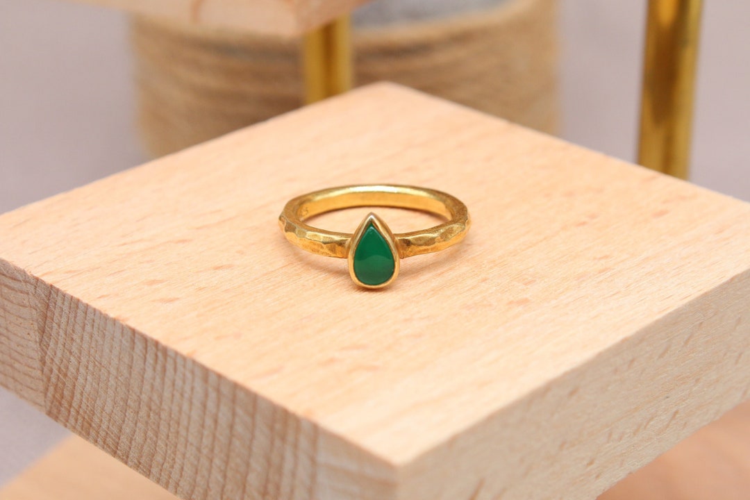 Pear Jade Sterling Silver Ring, Jade Silver Ring, Green Stone Silver ...