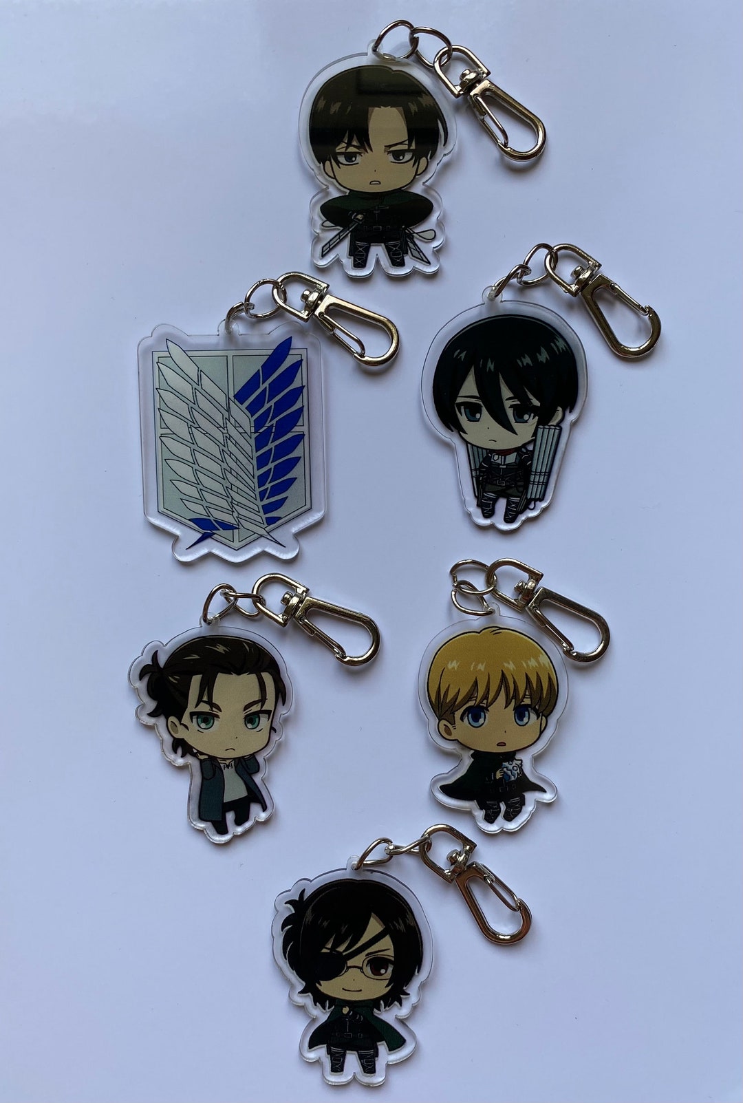 Attack on Titan Chibi Acrylic Keychains and Bag Decoration Charms Levi ...