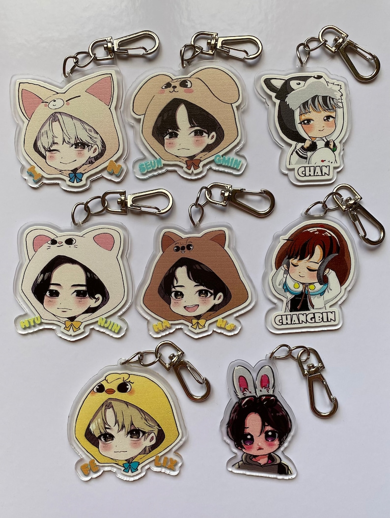 Stray Kids Kpop Chibi Acrylic Keychains | Bag Decoration Charms | Felix ...