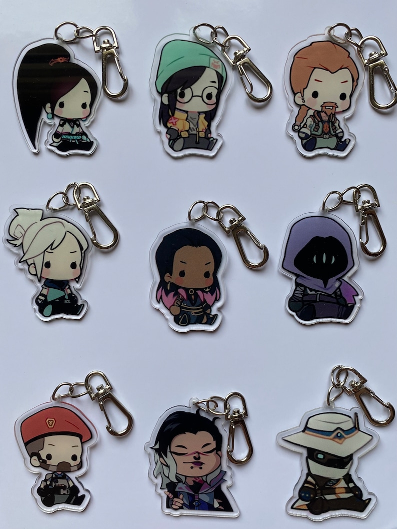 Valorant Chibi Acrylic Keychains and Bag Decoration Charms Agents Sage ...