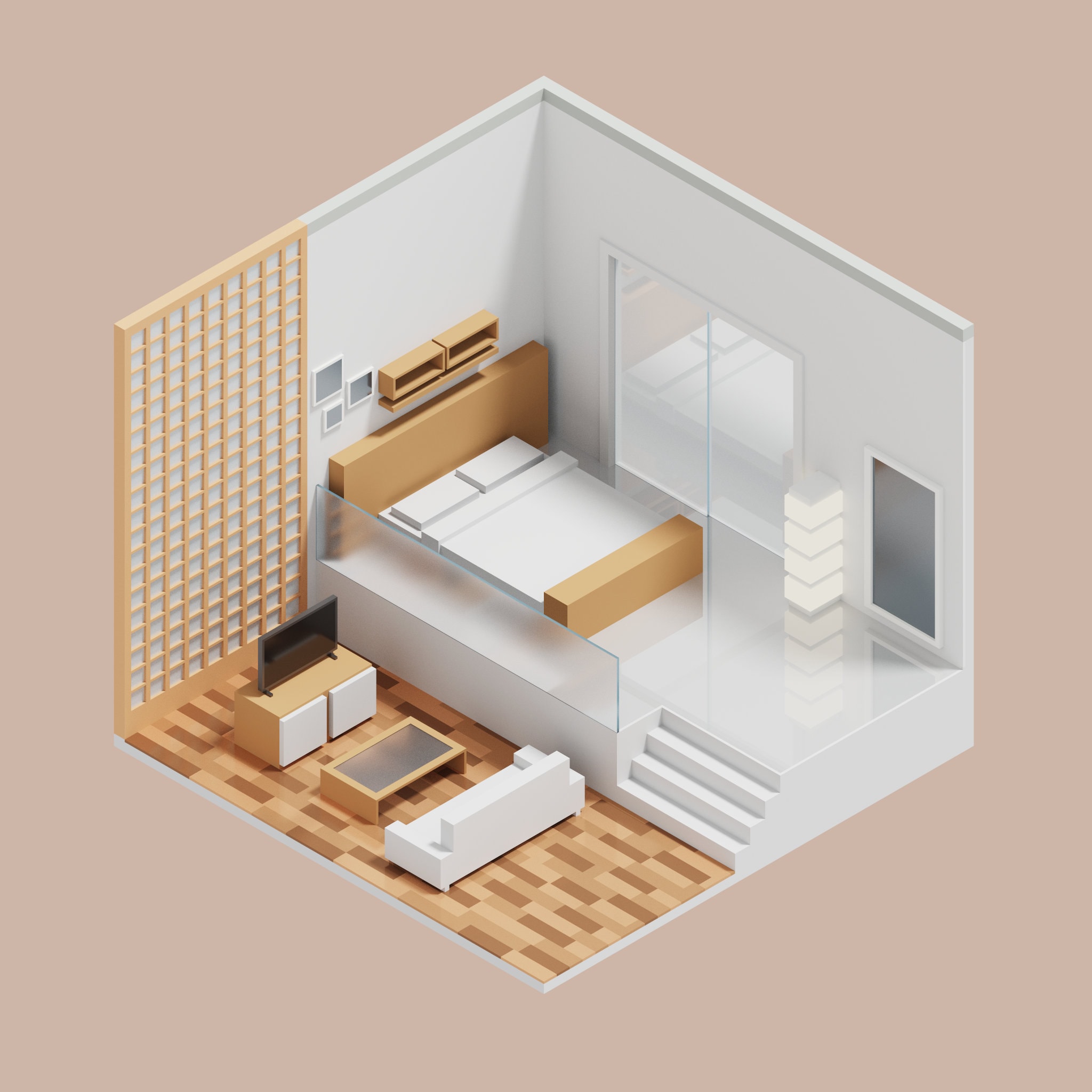 Living Room and Bedroom - Voxel Model for 3D Print and Gaming, STL File ...