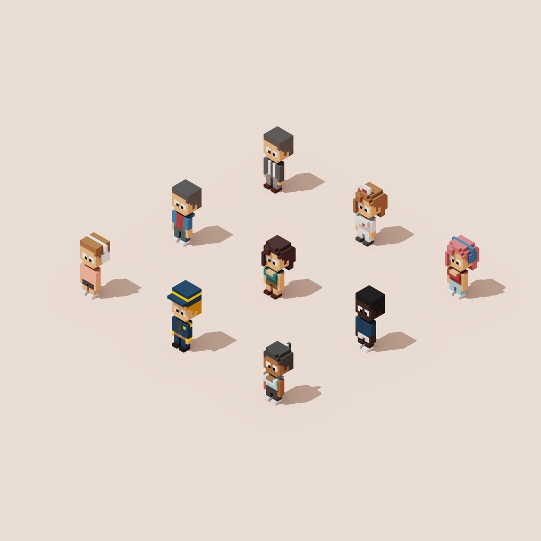 3D Voxel Character Models Pack 1 for 3D Print and Gaming, STL File, OBJ ...