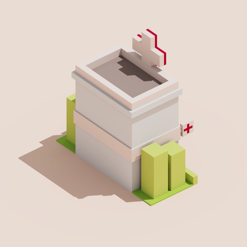 3D Pharmacy Voxel Model for 3D Print and Gaming, STL File, OBJ File ...