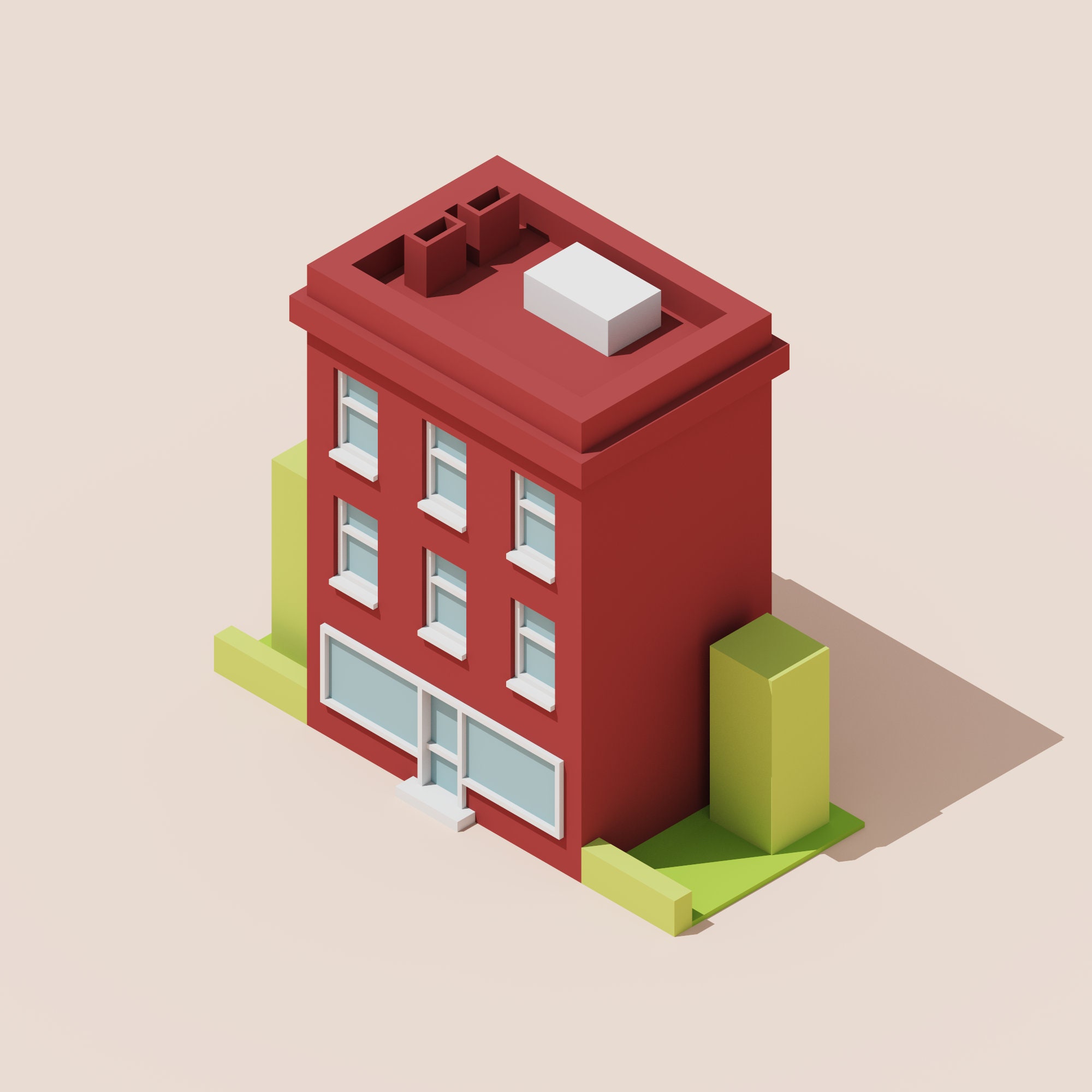 3D Voxel Building Models for 3D Print and Gaming, STL File, OBJ File ...