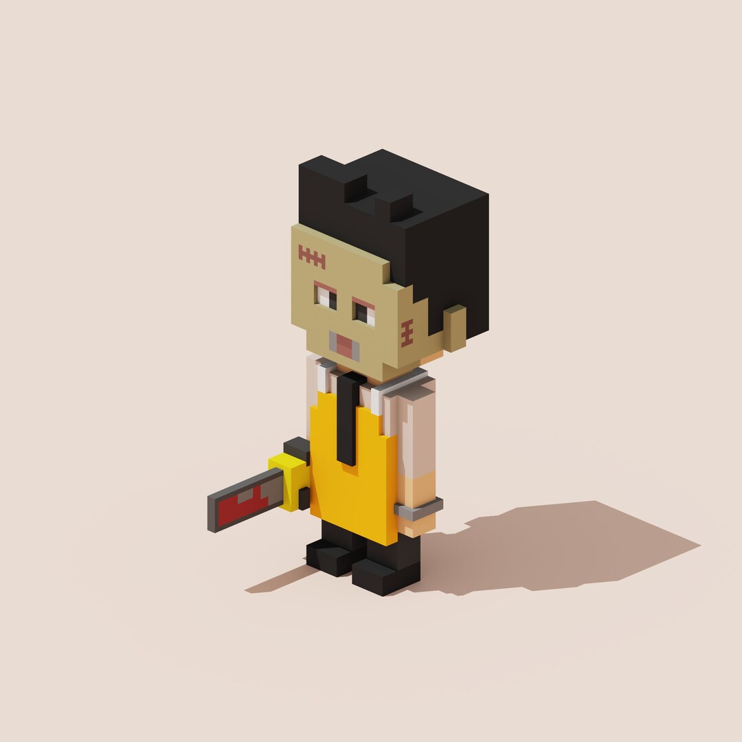3D Leatherface Voxel Model for 3D Print and Gaming STL File - Etsy ...