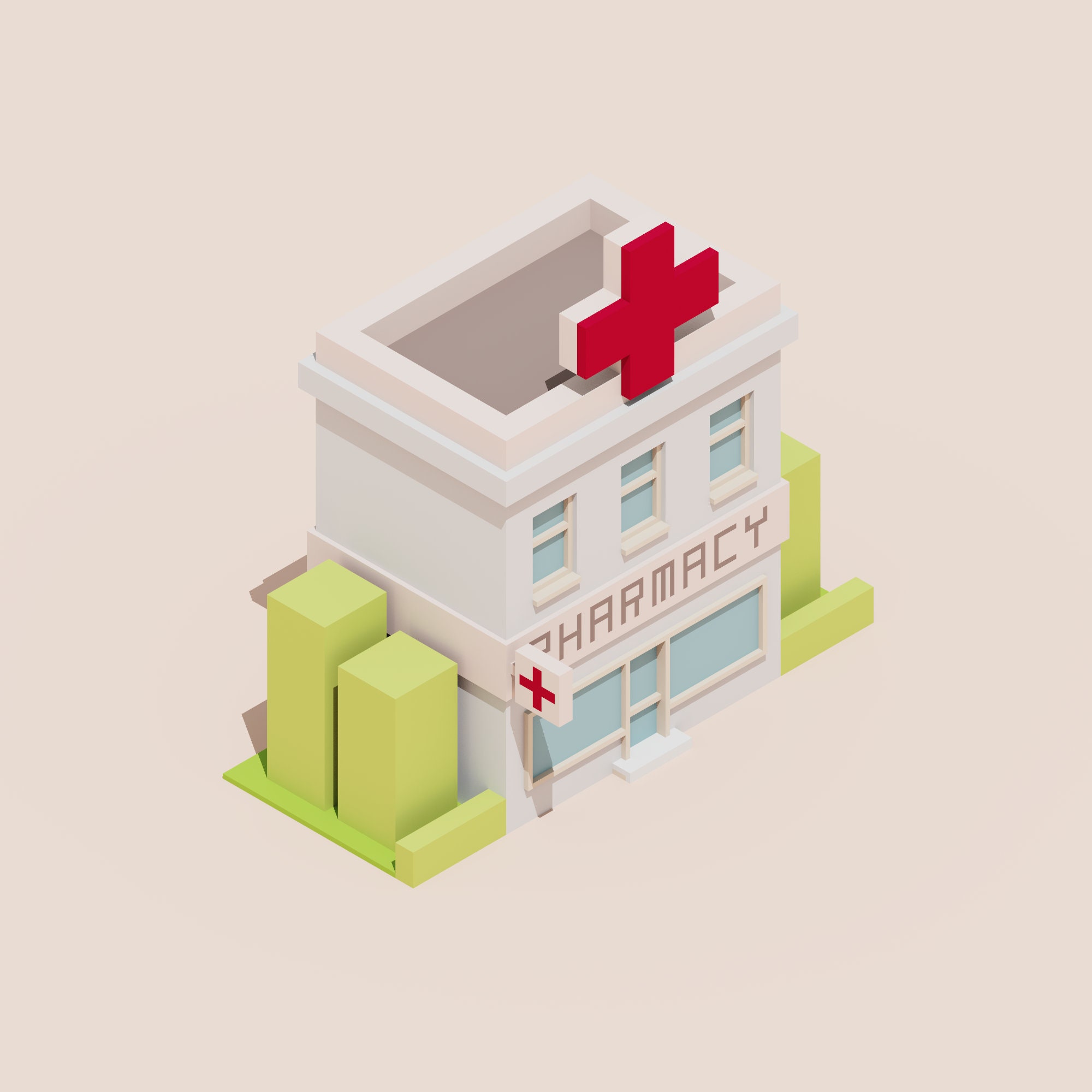 3D Pharmacy Voxel Model for 3D Print and Gaming, STL File, OBJ File ...