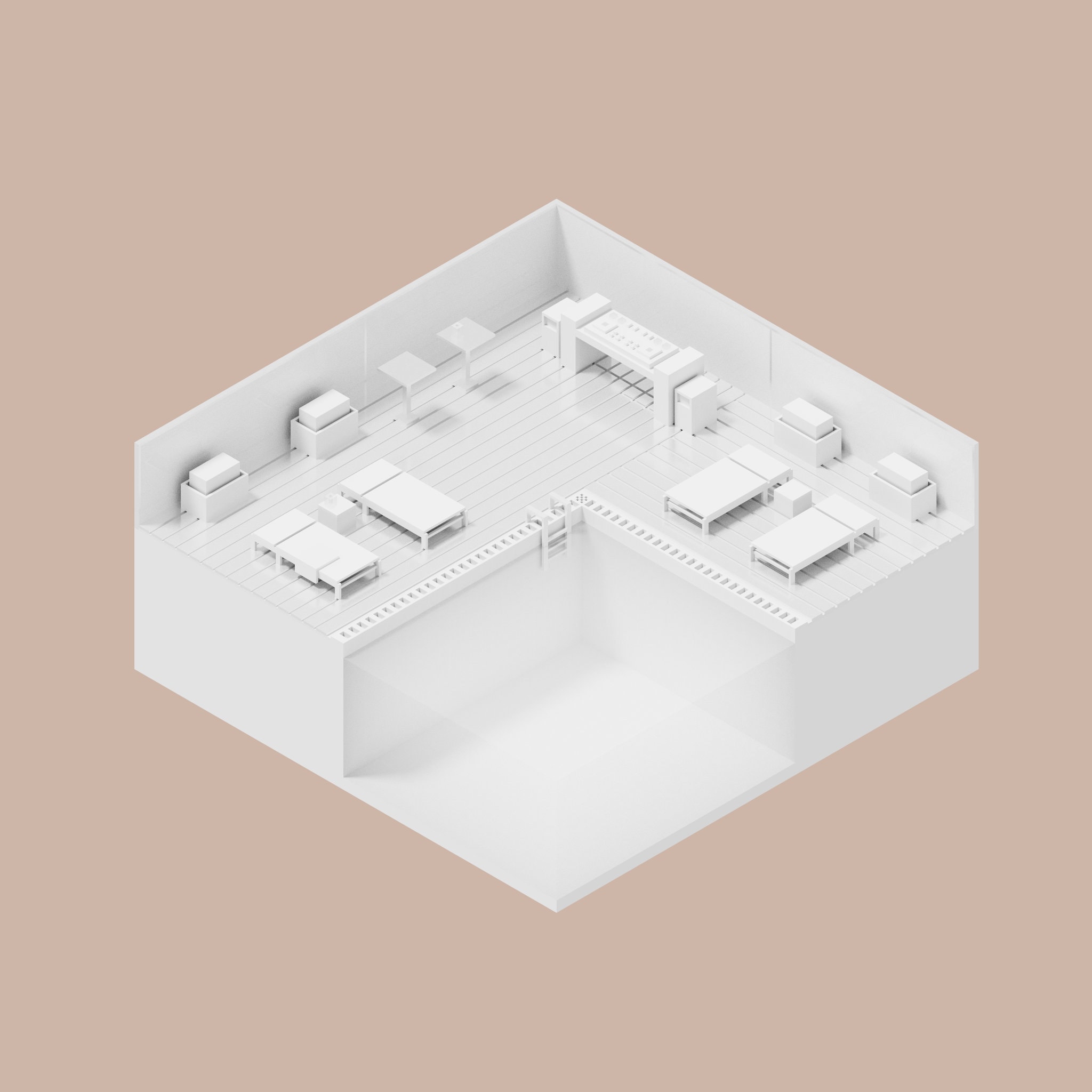Rooftop Pool Party Voxel Model for 3D Print and Gaming, STL File, OBJ ...