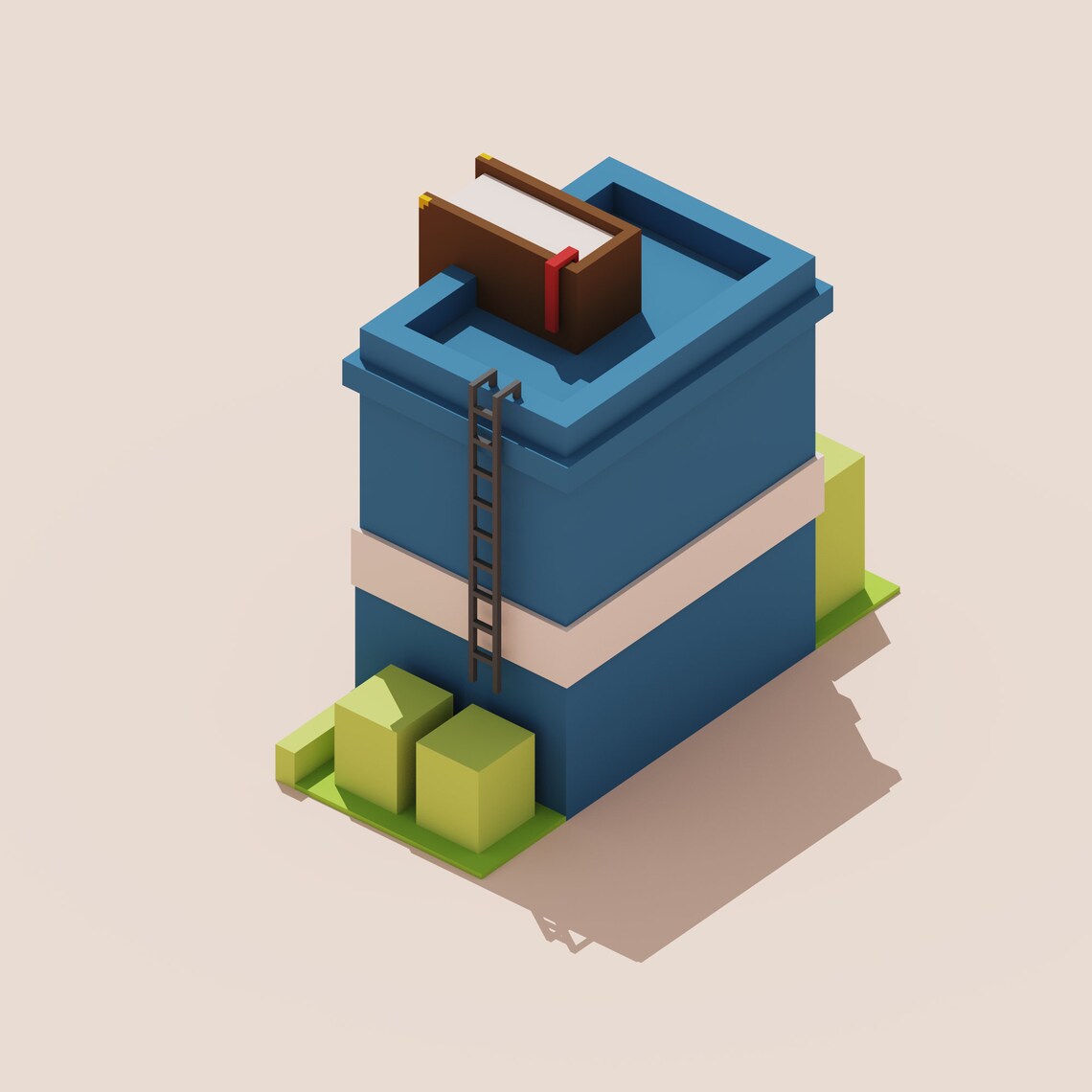 3D Bookshop Voxel Model for 3D Print and Gaming, STL File, OBJ File ...