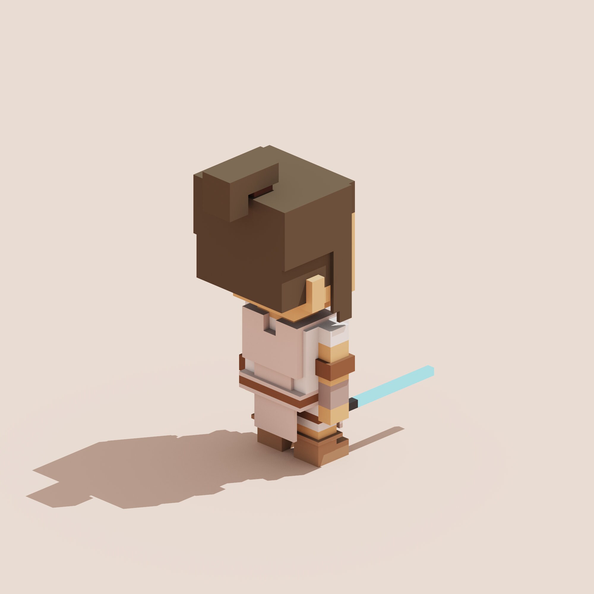 3D Rey Skywalker Star Wars Voxel Model for 3D Print and Gaming, STL ...
