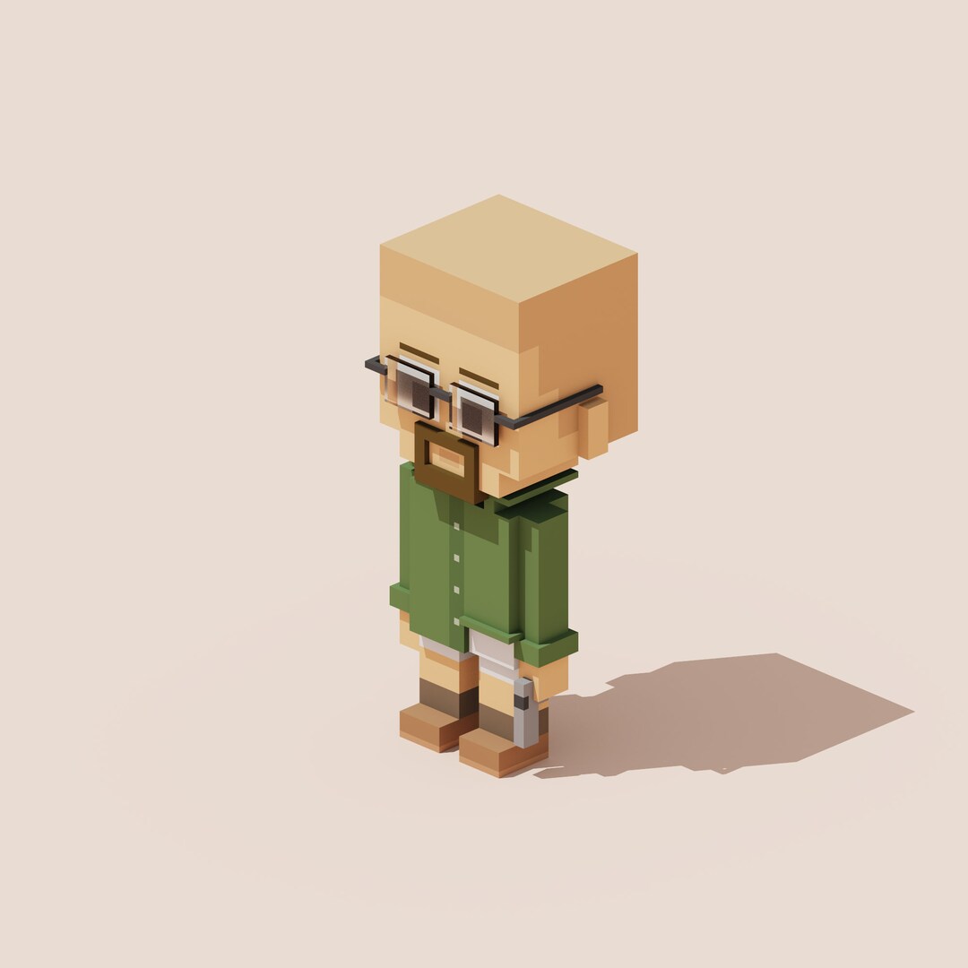 3D Walter White Breaking Bad Voxel Model for 3D Print and Gaming, STL ...