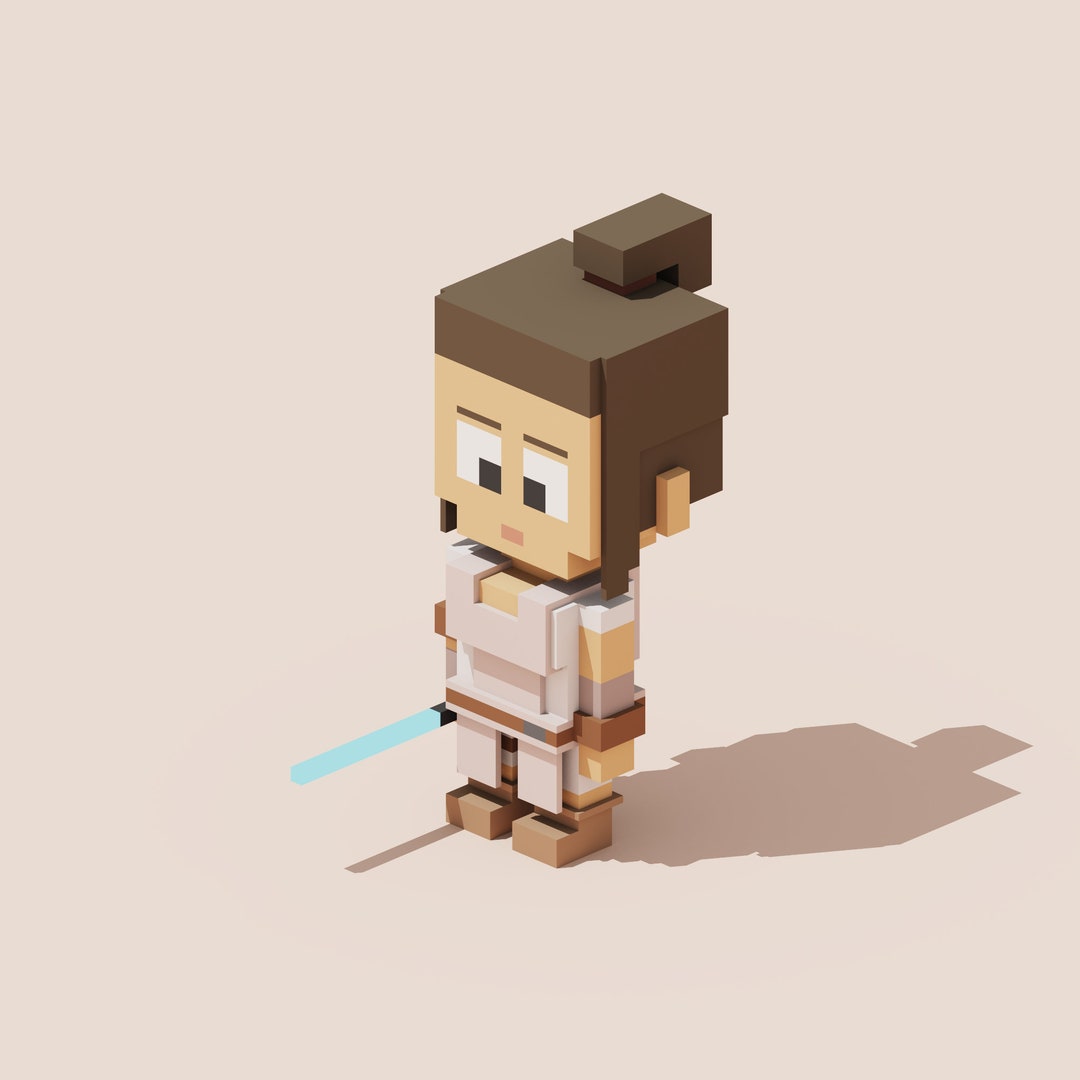 3D Rey Skywalker - Star Wars Voxel Model for 3D Print and Gaming, STL ...
