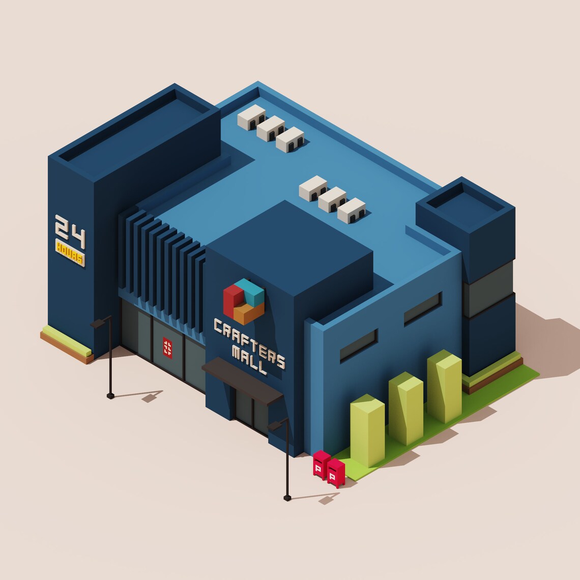 3D Voxel Building Models for 3D Print and Gaming, STL File, OBJ File ...